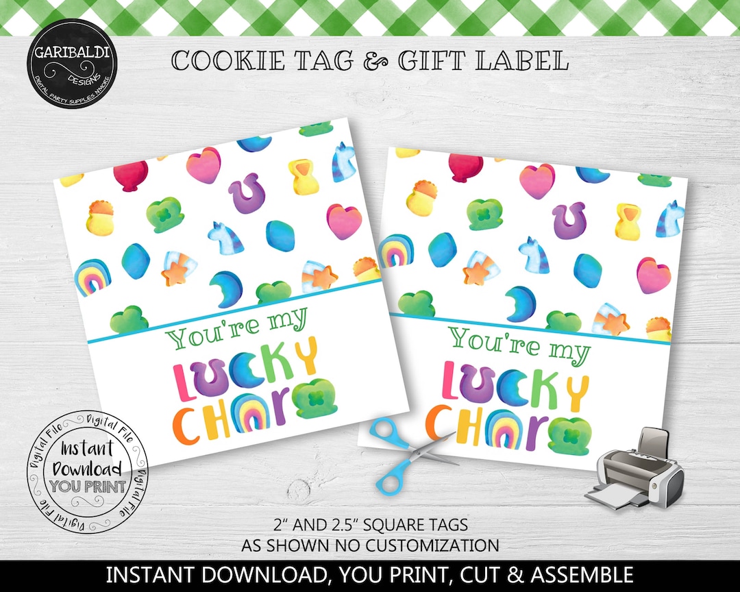 You're My Lucky Charm Cookie Tag, Green Shamrock Good Luck Clover ...