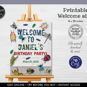 Editable Insects Welcome Board Bugs Welcome Poster Instant Download ...