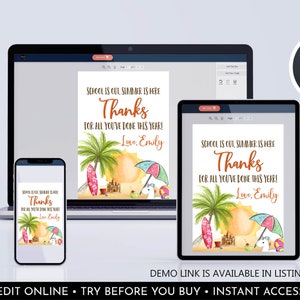 Editable Teacher Appreciation Gift Tags Sunshine Thank You Tag Schools ...