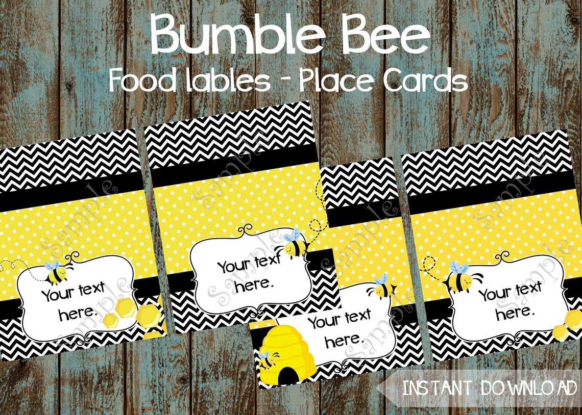 Bumble Bee Food Labels Bumble Bee Editable Food Tent Cards - Etsy