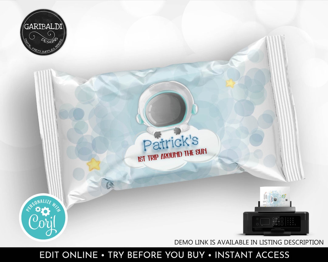 Editable Outer Space Rice Krispie Treat Wrapper Galaxy Baby Astronaut ...