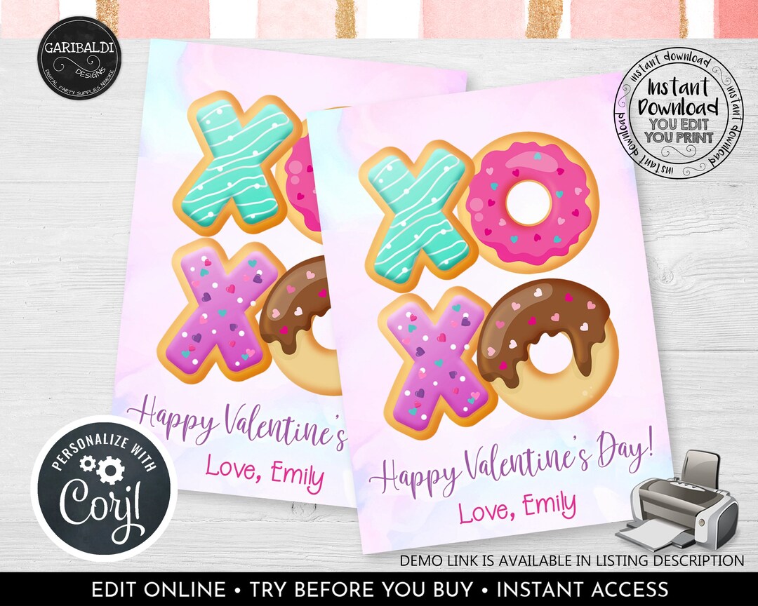 Editable XOXO Valentine's Day Gift Tag Valentine's Day XOXO Card ...