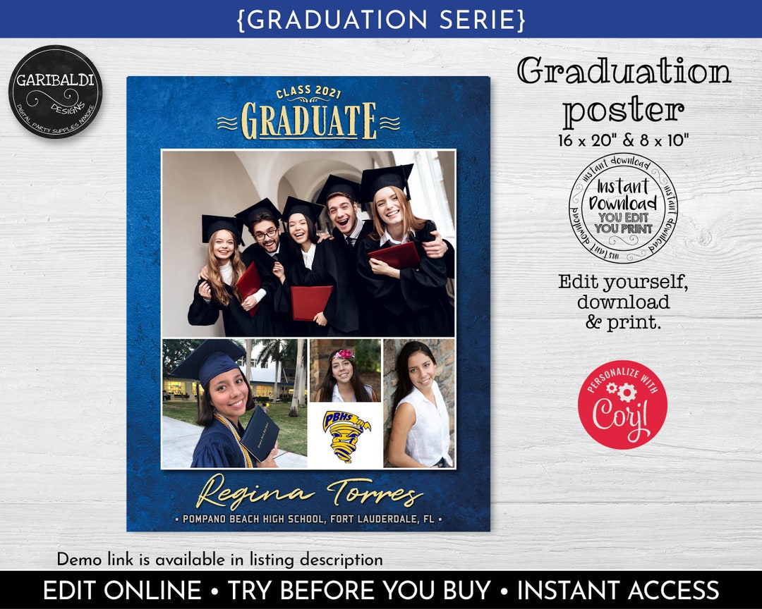 Editable Graduation Photo Collage Graduation Poster Instant Download ...