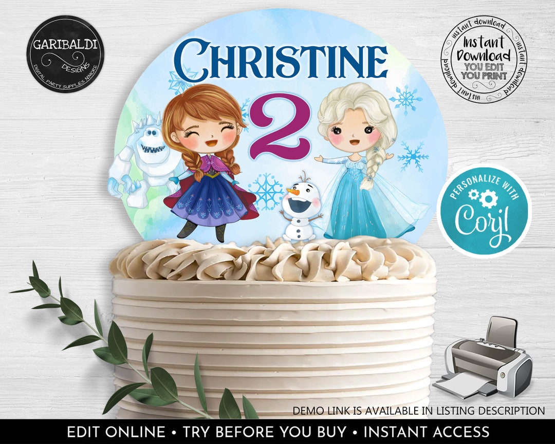 Frozen Cake Topper Editable Ice Princess Cake Frozen Centerpieces ...