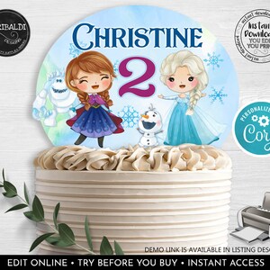 Frozen Cake Topper Editable Ice Princess Cake Frozen Centerpieces ...