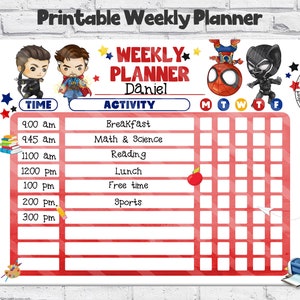 Printable Superhero Homeschool Planner, Superhero Schedule Chart, Daily ...