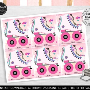 Roller Skate Valentine's Day Card Valentines Favor Tag Mini Donut ...
