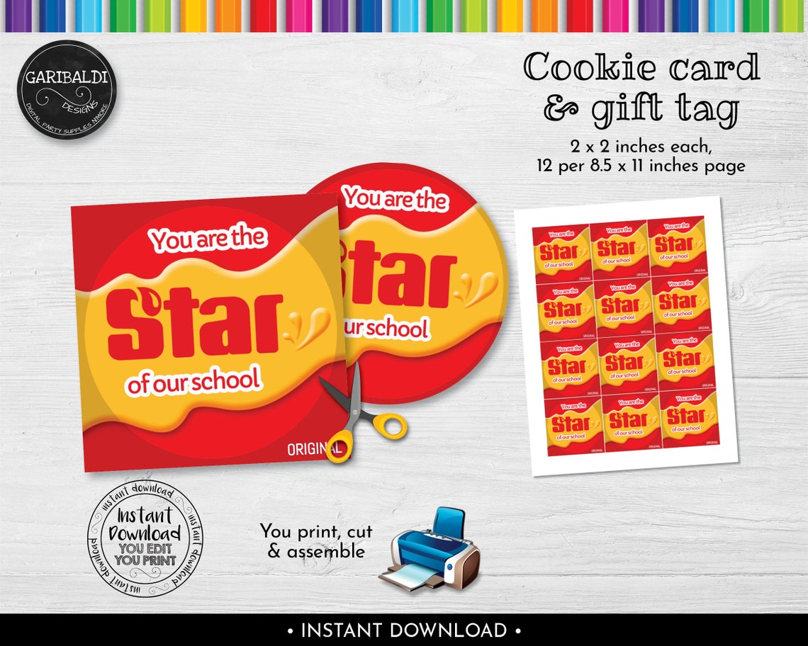 Instant Download You Are the Star of Our School Gift Tag - Etsy