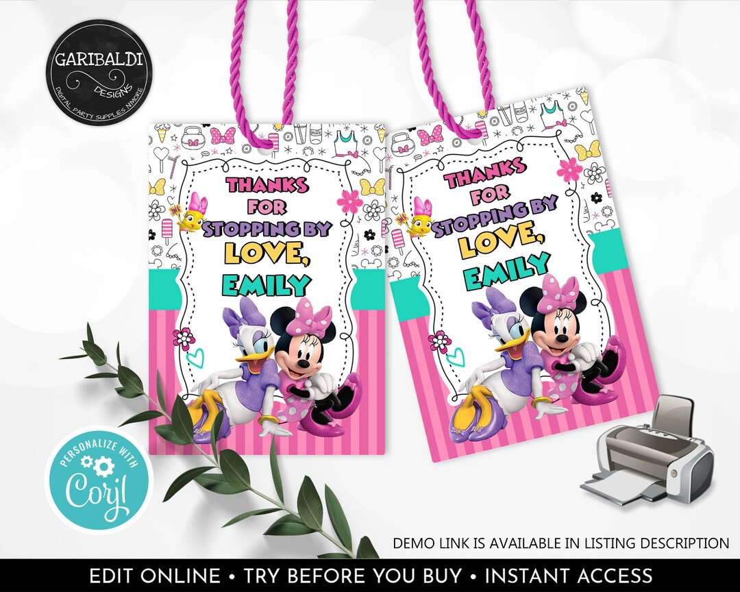 Editable Minnie and Daisy Favor Tags Happy Helpers Thank You Tags ...