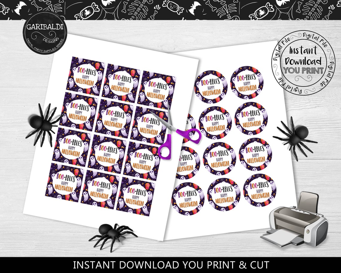 INSTANT DOWNLOAD Halloween Boo-bbles Tags Halloween Gift Tags Printable ...