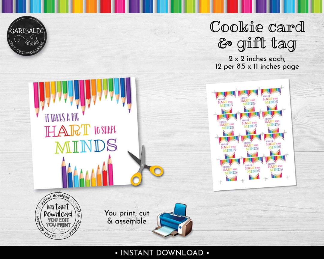 Instant Download It Takes Big Heart to Shape Minds Teacher Gift Tag ...