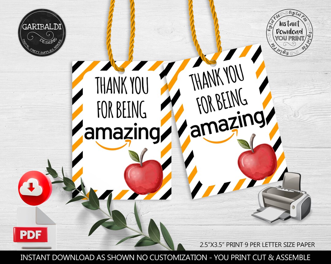 Teacher Appreciation Tags Thank You for Being Amazing Volunteer Staff ...