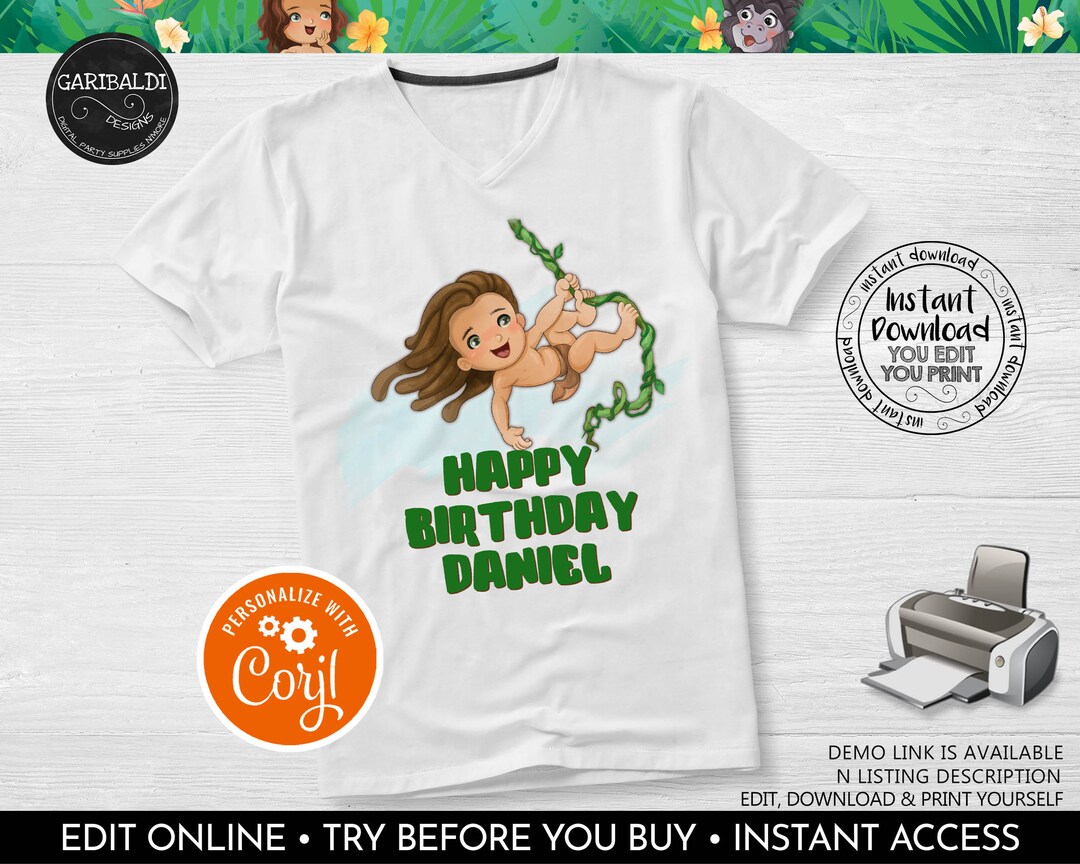 Editable Jungle Boy T-shirt Transfer Printable Safari Boy T- Shirt ...