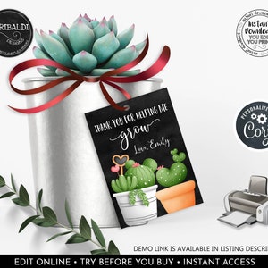 Editable Teacher Appreciation Tags Thank You for Helping Me Grow ...