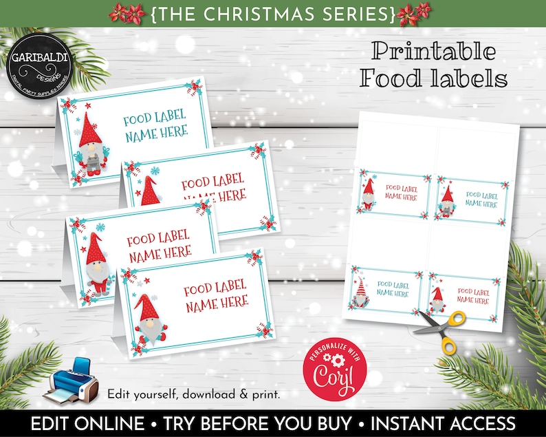 Editable Christmas Food Labels Instant Download Christmas - Etsy