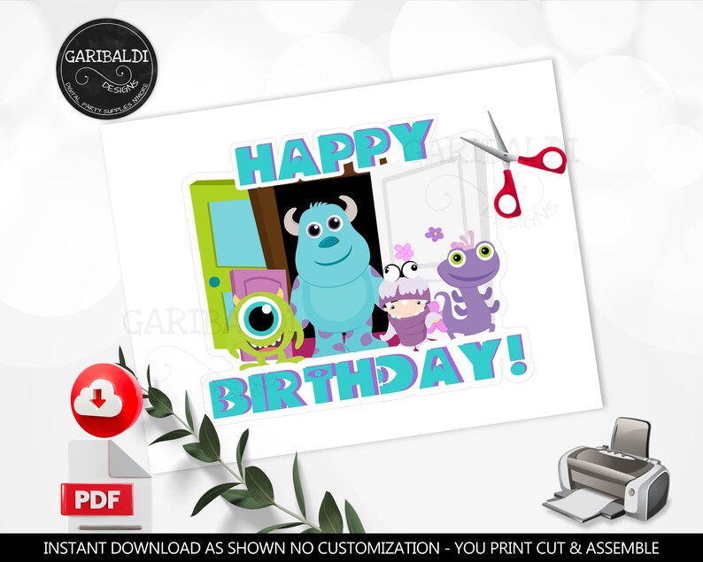 Monsters Cake Topper Cute Monsters Centerpieces Birthday Party ...