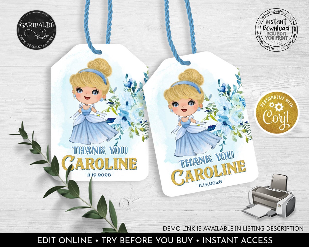 Editable Cinderella Favor Tags Once Upon a Time Princess Royal ...