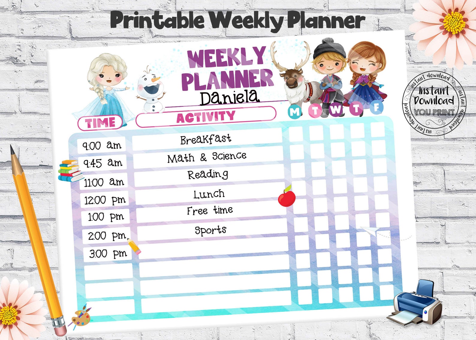 Printable Frozen Homeschool Planners Frozen Schedule Charts - Etsy