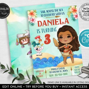 Editable Moana Invitation Printable Hawaiian Invitation Instant ...