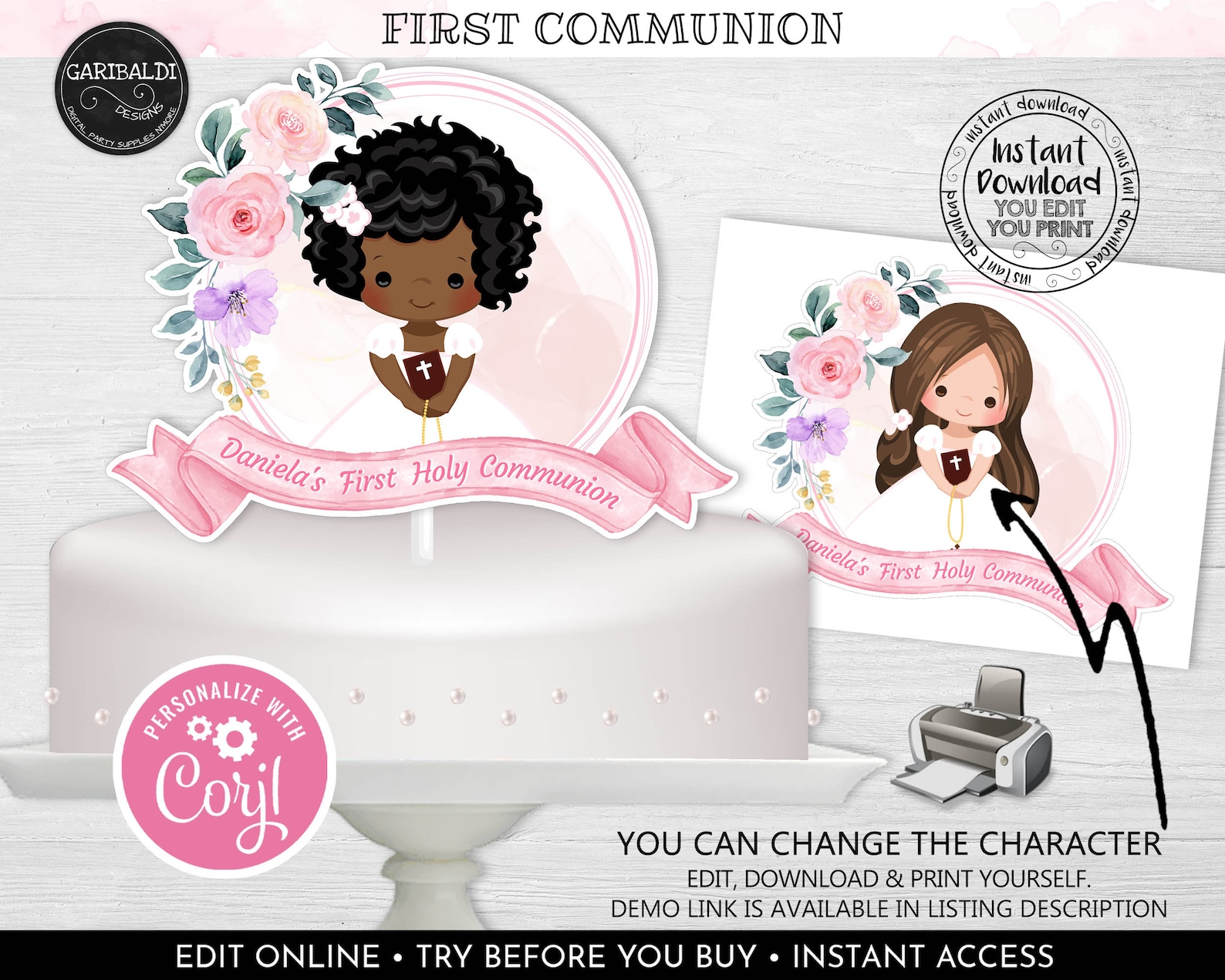 Editable First Communion Cake Topper, Printable First Communion Cake ...