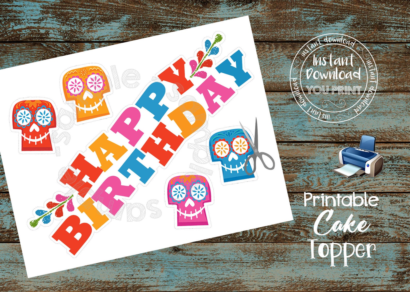 Printable Coco "happy Birthday" Cake Topper, DIY Coco Cake Topper, Coco ...
