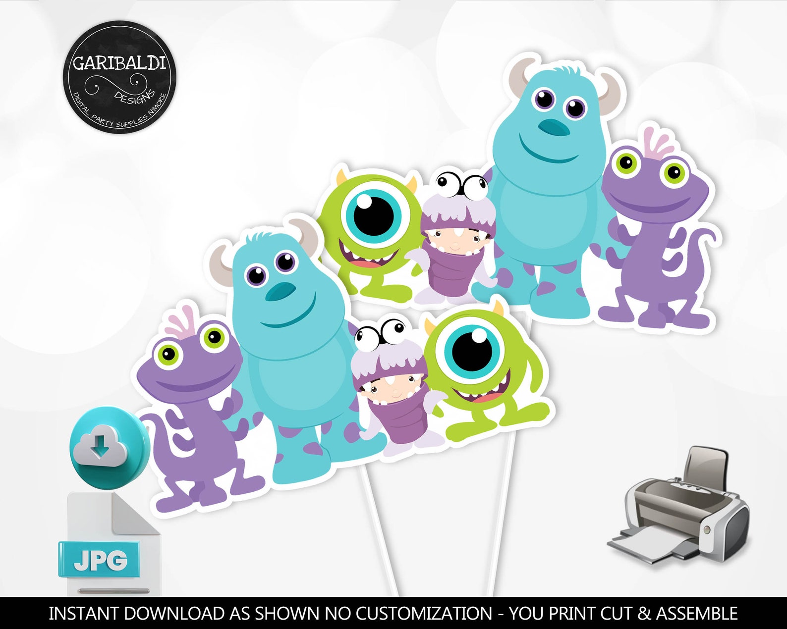 Monsters Cake Topper Cute Monsters Centerpieces Birthday Party ...