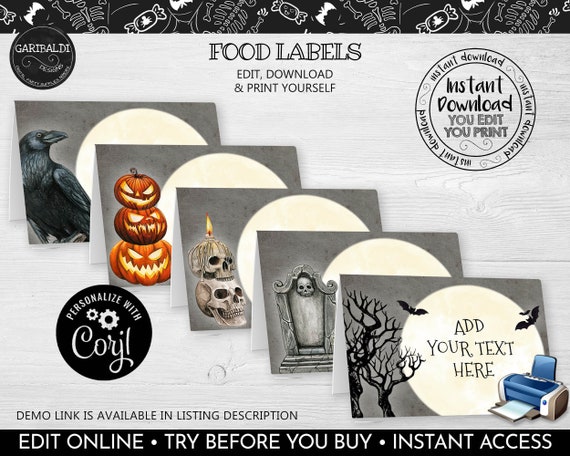 Editable Halloween Food Labels Instant Download Halloween | Etsy