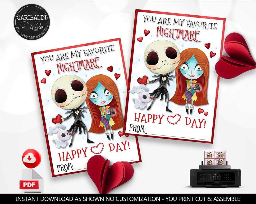 Nightmare Before Christmas Valentine's Day Cards Kids School Teacher ...
