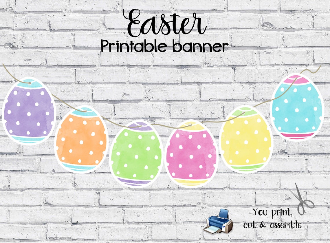 Printable Easter Banner Printable Eggs Banner Easter INSTANT - Etsy