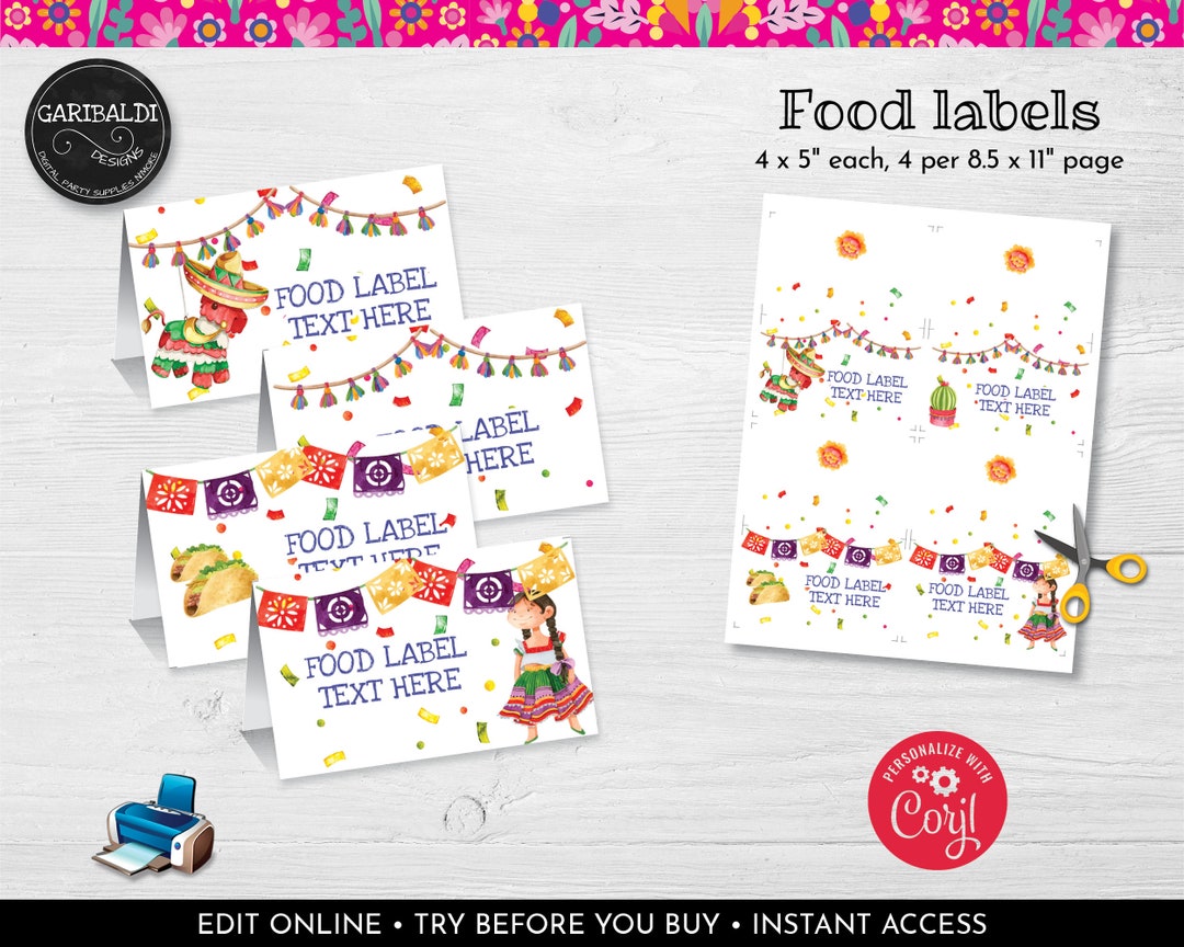 Editable Mexican Fiesta Food Tent Labels, Cinco De Mayo Place Cards ...
