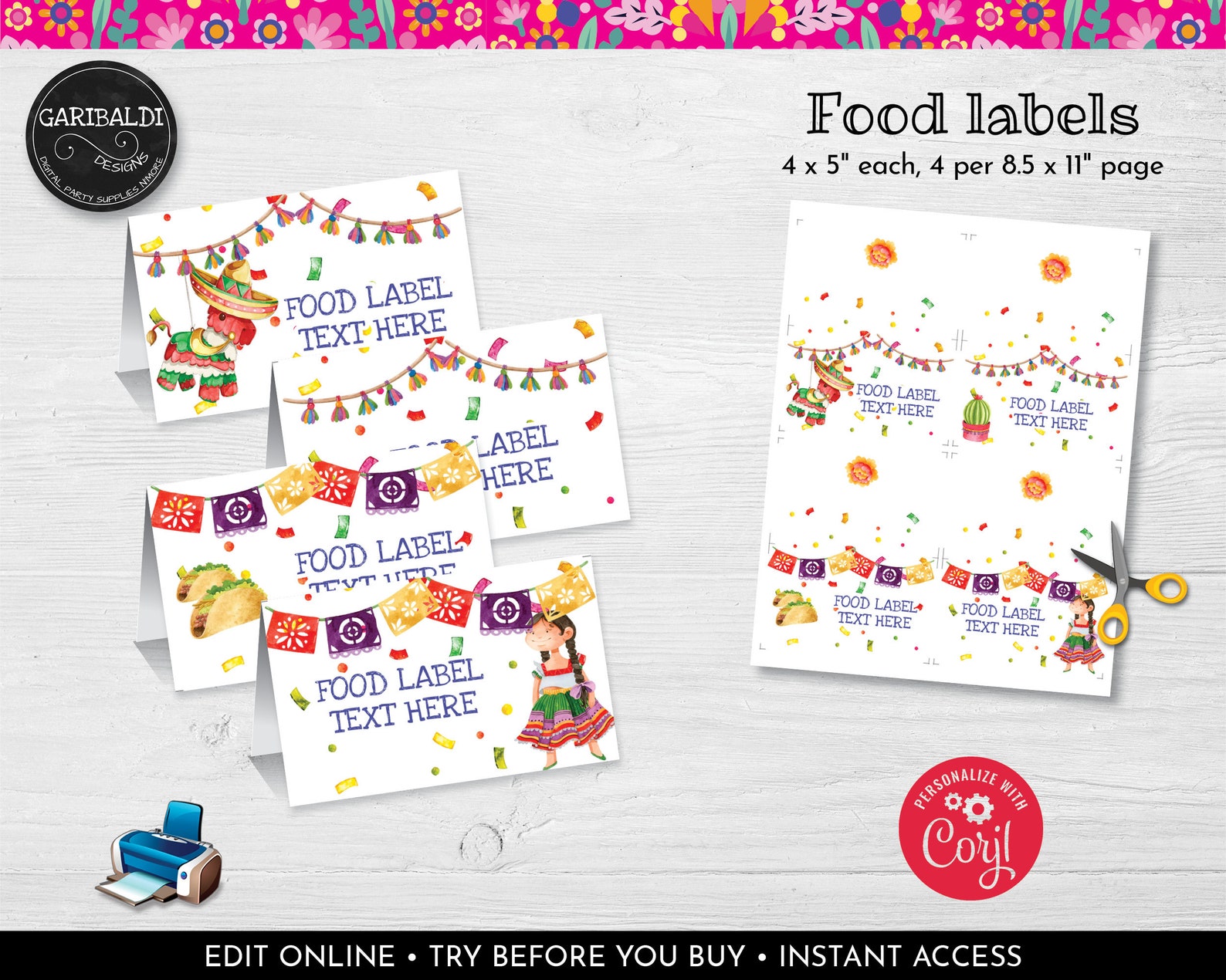Editable Mexican Fiesta Food Tent Labels Cinco De Mayo Place - Etsy