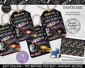 Halloween Treat Tags Editable Ghost Gift Tags Instant - Etsy