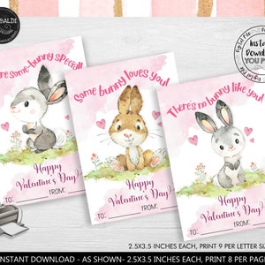 Bunny Valentine's Day Card Valentine's Day Bunny Favor Tag Valentine ...