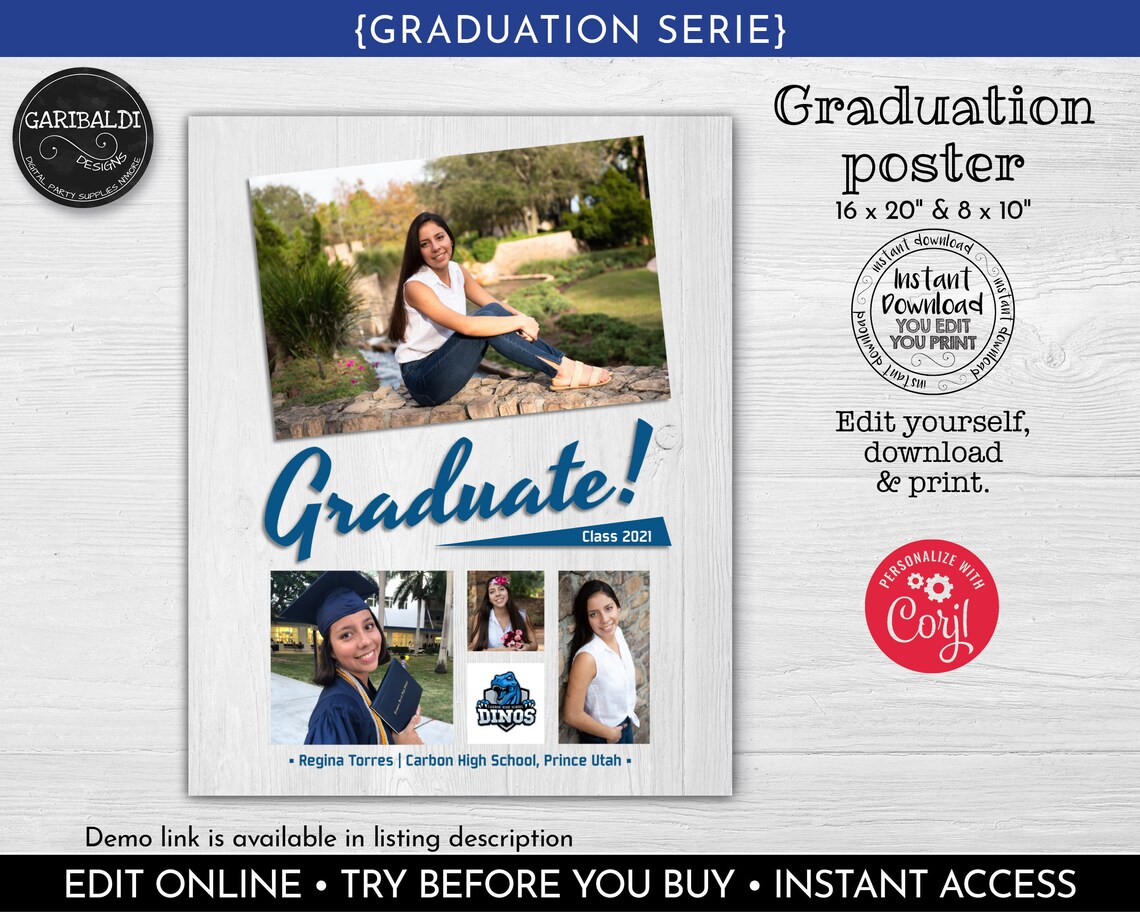 Editable Graduation Photo Collage Graduation Poster Instant | Etsy