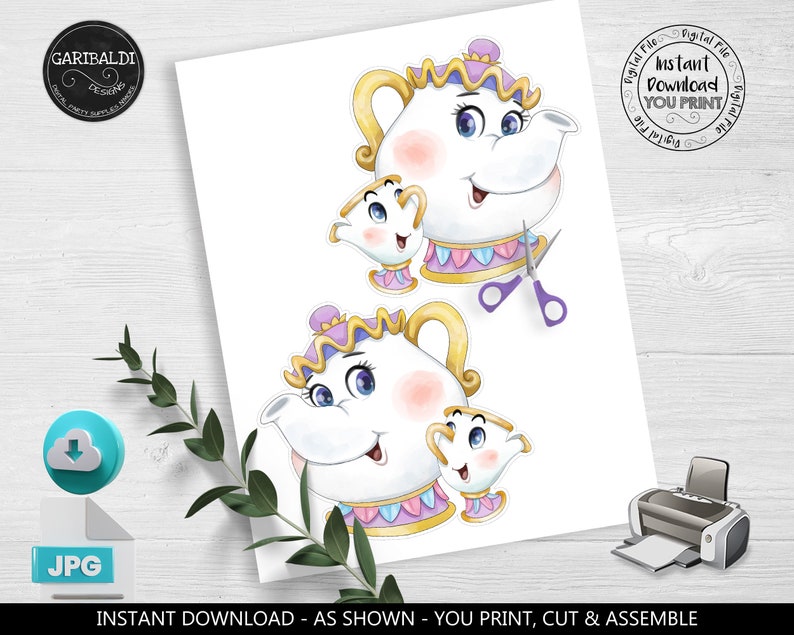 Printable Mrs. Potts and Chip Centerpieces Something There That Wasn't ...