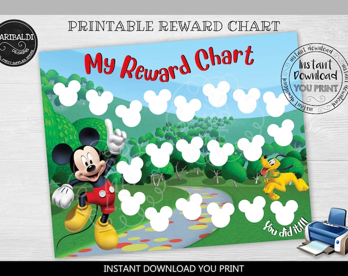 Instant Download Reward Chart Printable Mickey Potty Train Chart ...