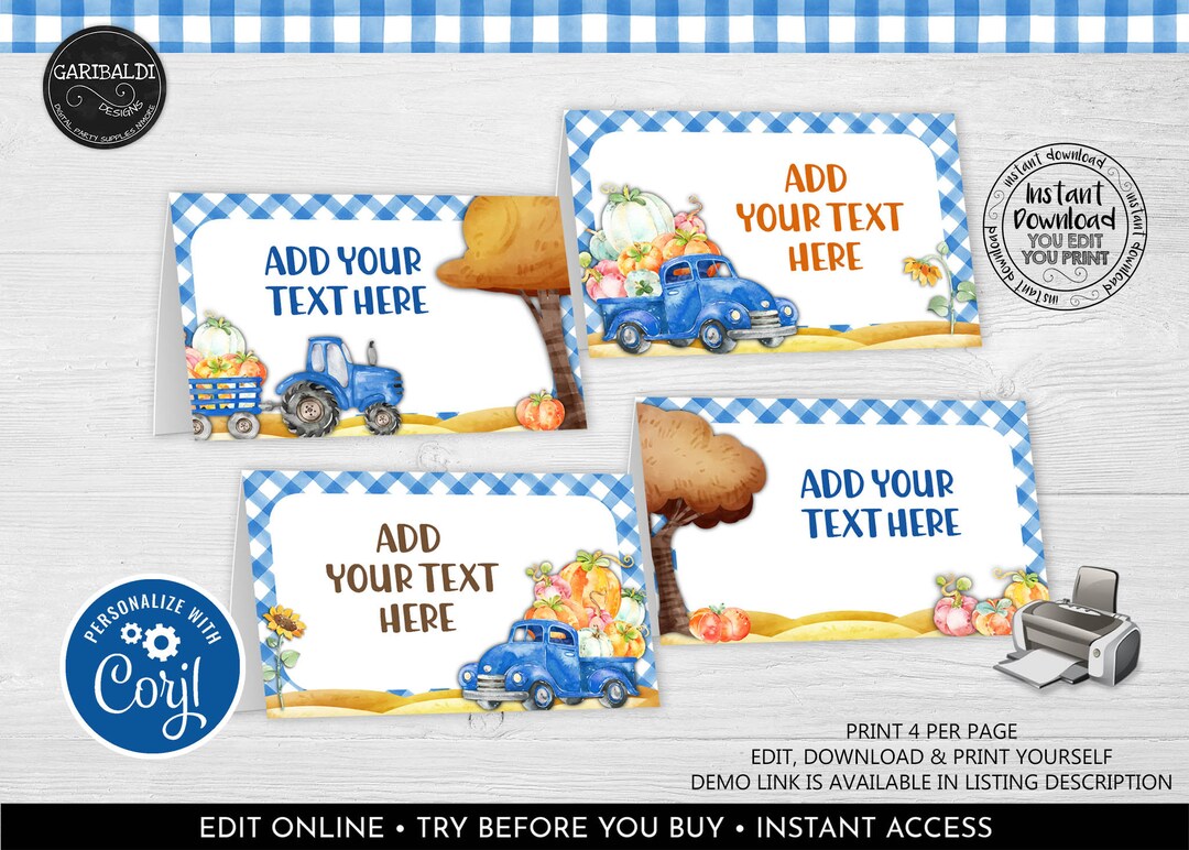 Editable Blue Truck Food Labels Pumpkin Food Labels Pumpkin Truck ...