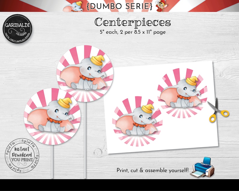 Instant Download Dumbo Centerpieces Dumbo Pink Centerpieces Pink Dumbo ...