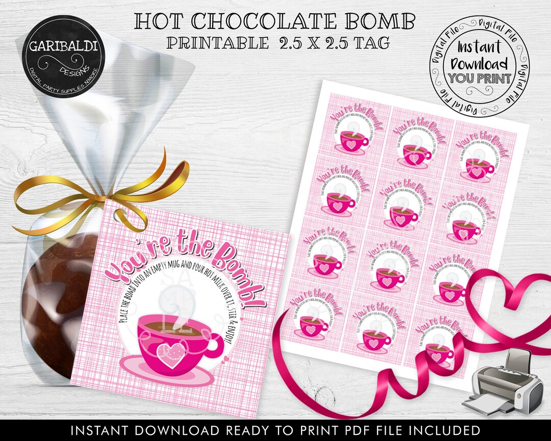 Hot Chocolate Bomb Tag Valentine's Hot Cocoa Bomb Tag You're the Bomb ...