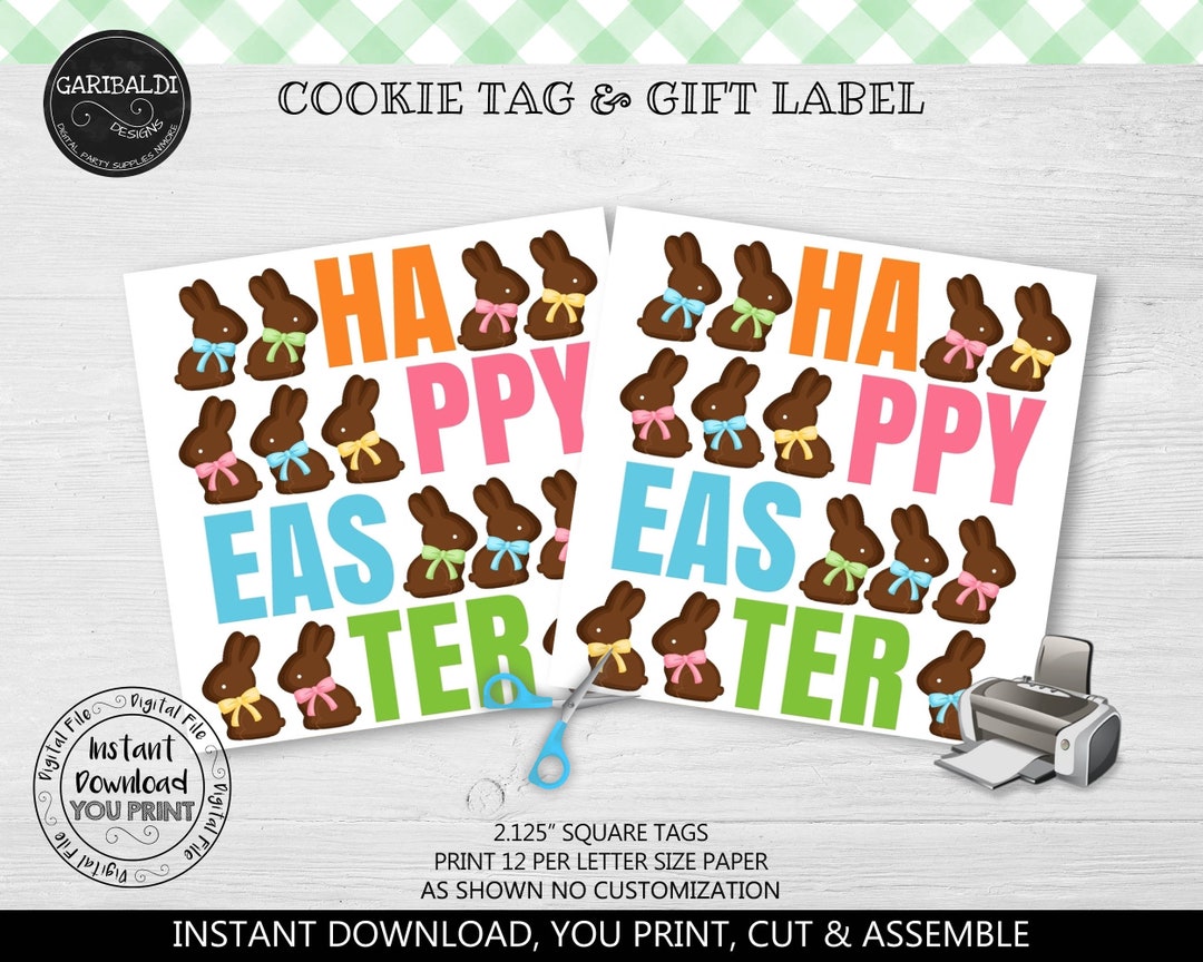 Instant Download Happy Easter Gift Tag, Printable Easter Favor Card ...