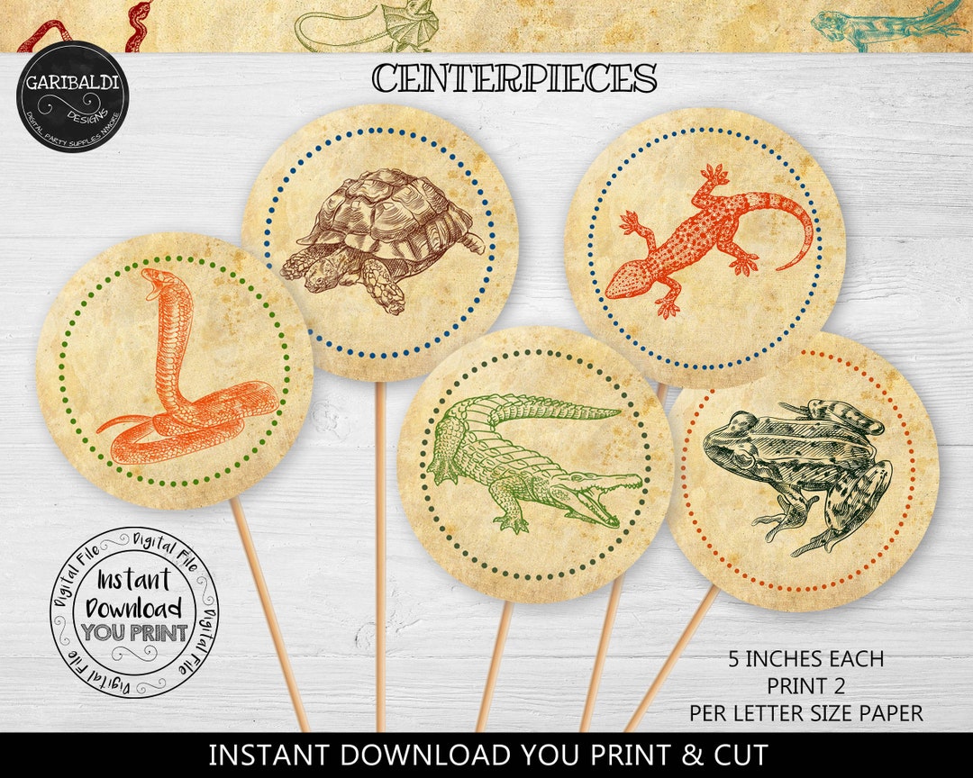 Reptile Centerpieces Printable Reptile Cake Topper Instant Download ...