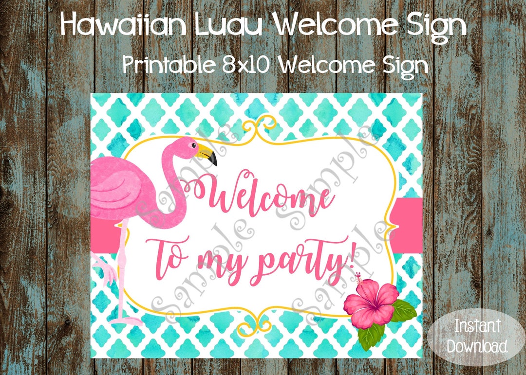 Printable Flamingo Welcome Sign, Flamingo Birthday Sign, Flamingo ...