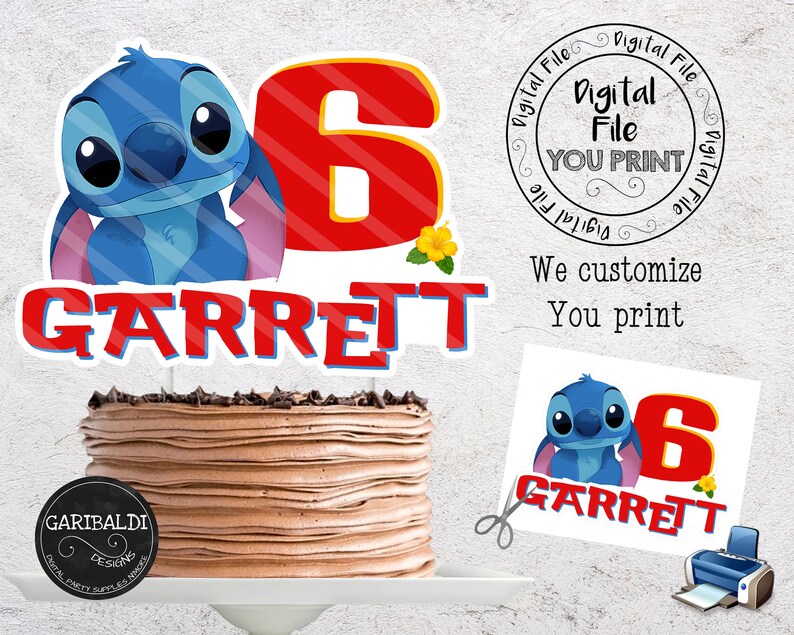 Printable Stitch Cake Topper Lilo and Stitch Cake Topper | Etsy