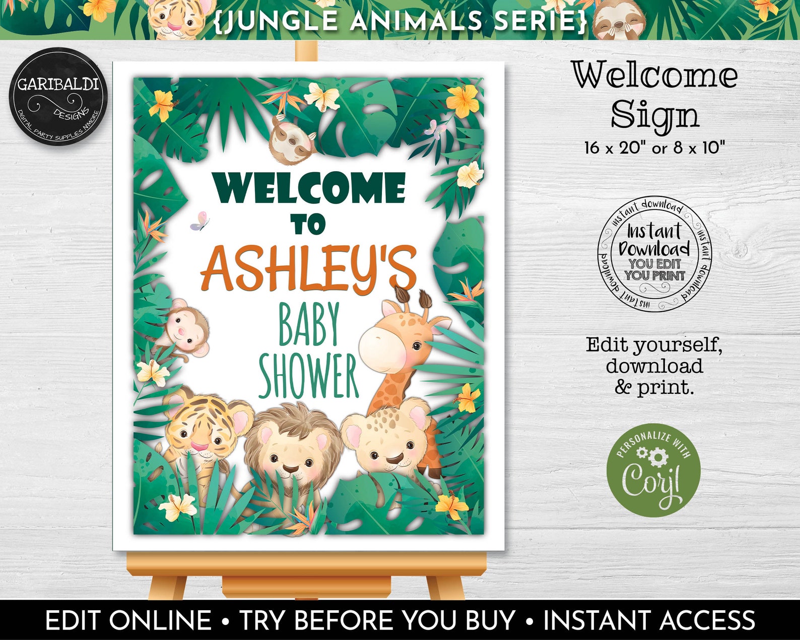 Editable Safari Party Animals Welcome Sign Safari Animals Sign - Etsy