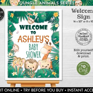 Editable Safari Party Animals Welcome Sign Safari Animals Sign Birthday ...