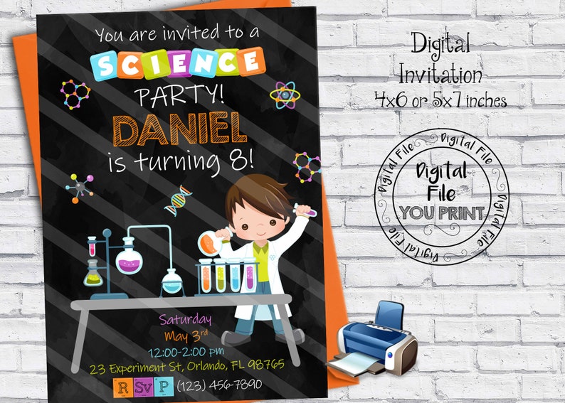 Printable Science Party Invitation Custom Science Birthday | Etsy