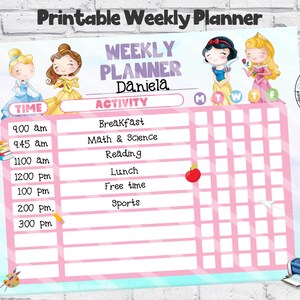 Printable Princess Homeschool Planners, Princess Schedule Charts, Daily ...