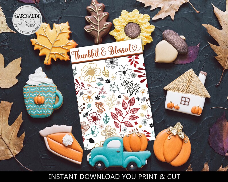 Printable Thanksgiving Cookie Card Printable Thankful Cookie - Etsy