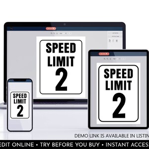 Editable Speed Limit Sign Race Car Birthday Party Sign Table - Etsy