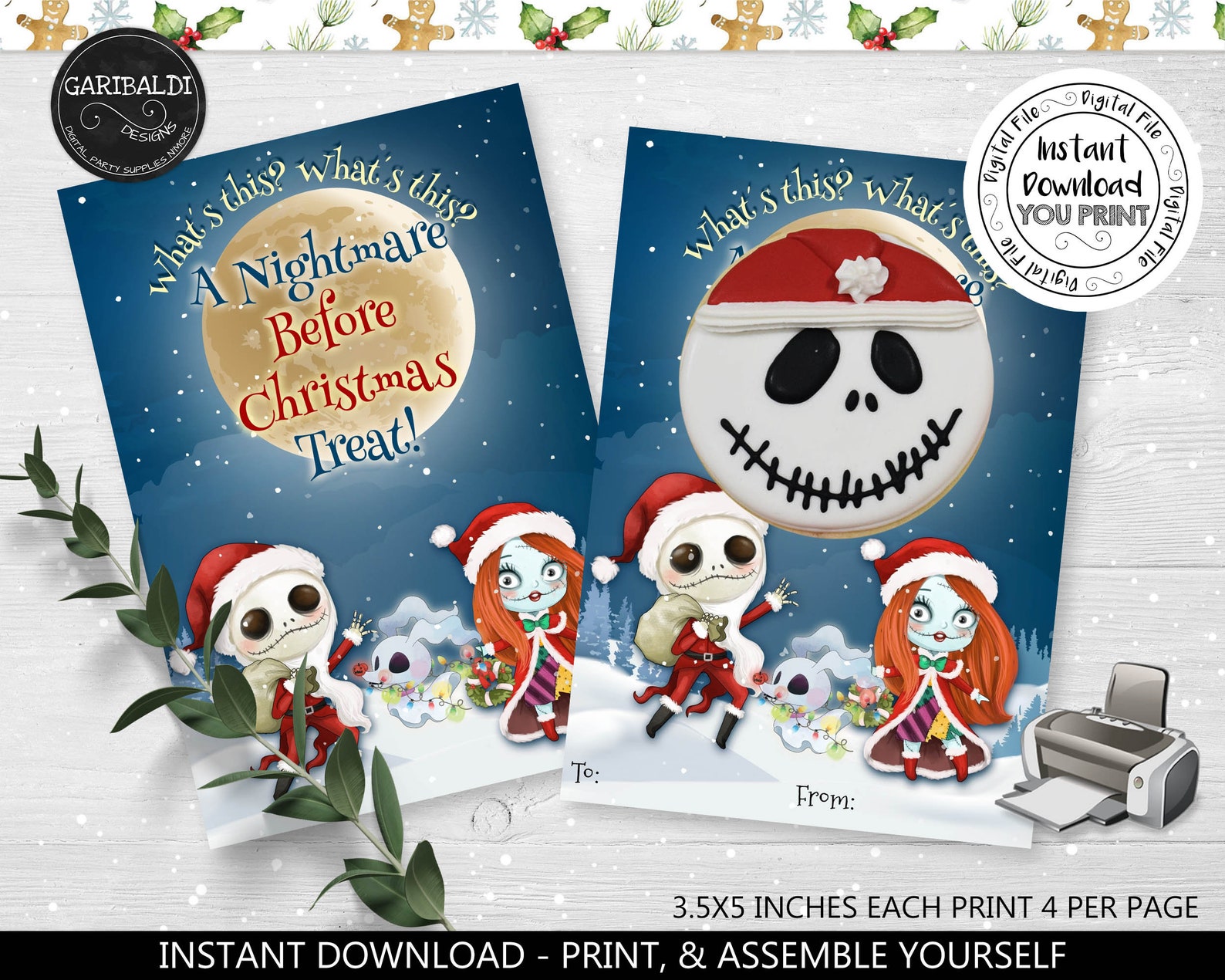 Printable Christmas Cookie Card Nightmare Cookie Card Instant - Etsy